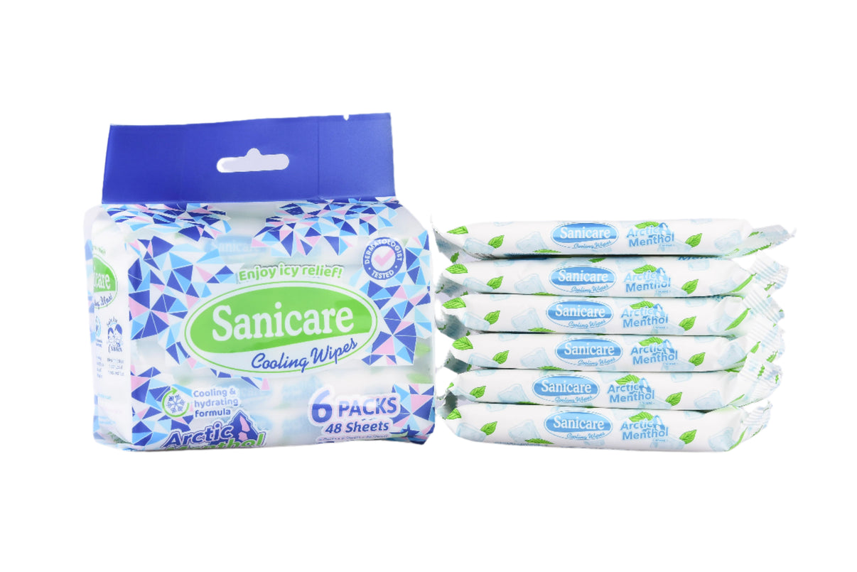 Sanicare Mini Cooling Wipes - 6 packs 48 sheets