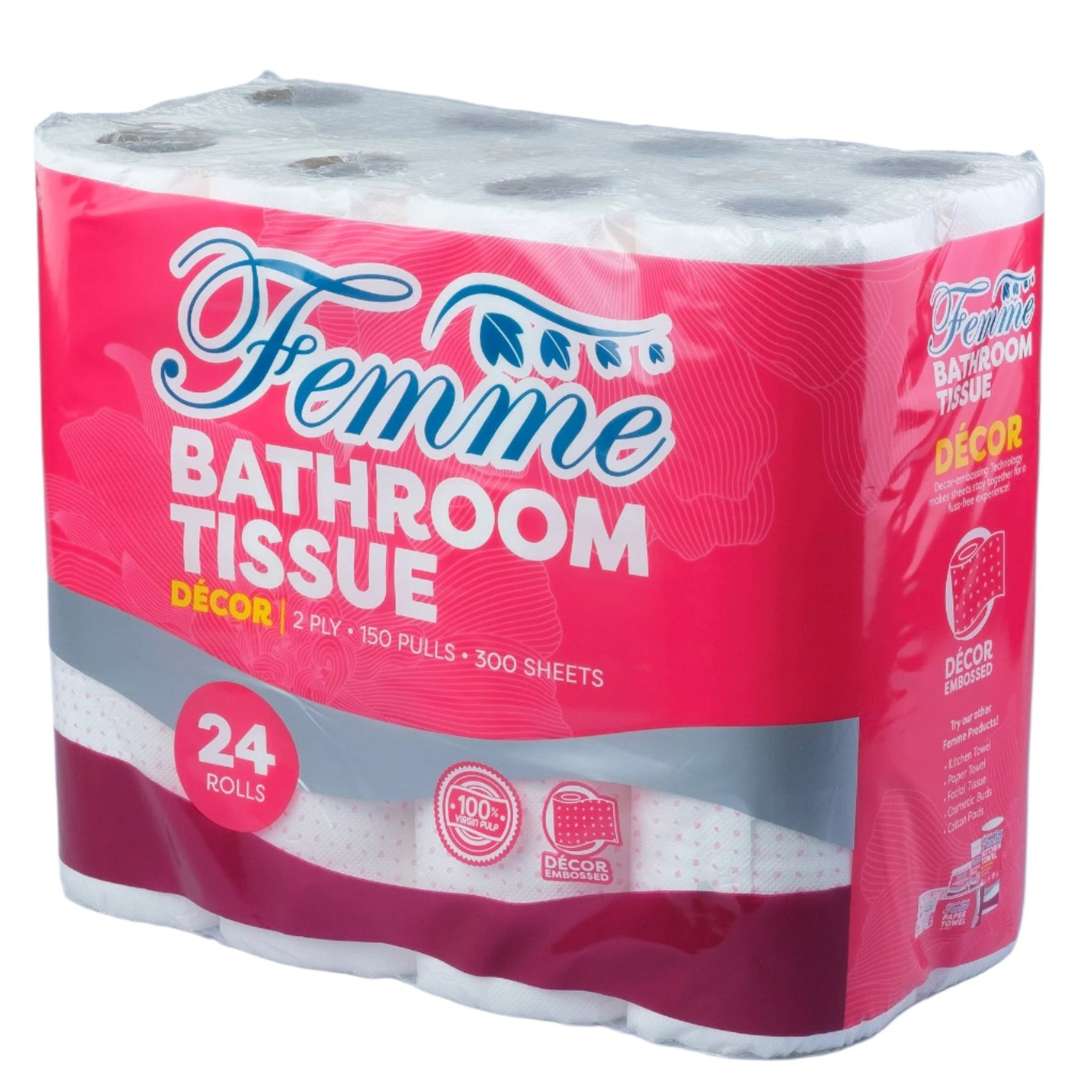 Femme Décor 2 Ply Bathroom Tissue (24 Rolls)