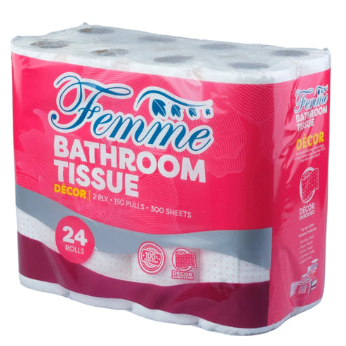 Femme Décor 2 Ply Bathroom Tissue (24 Rolls)
